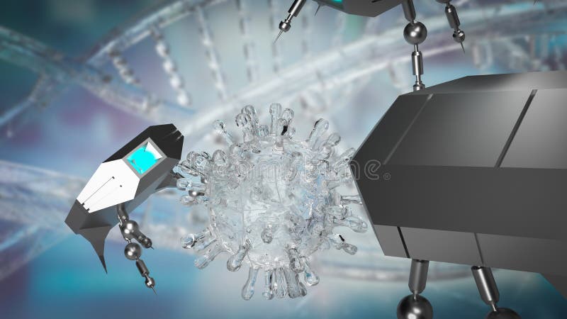 The Nano Bot and Virus for Sci or Technology Concept 3d Rendering Stock ...