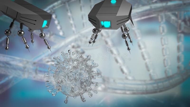 The Nano Bot and Virus for Sci or Technology Concept 3d Rendering Stock ...