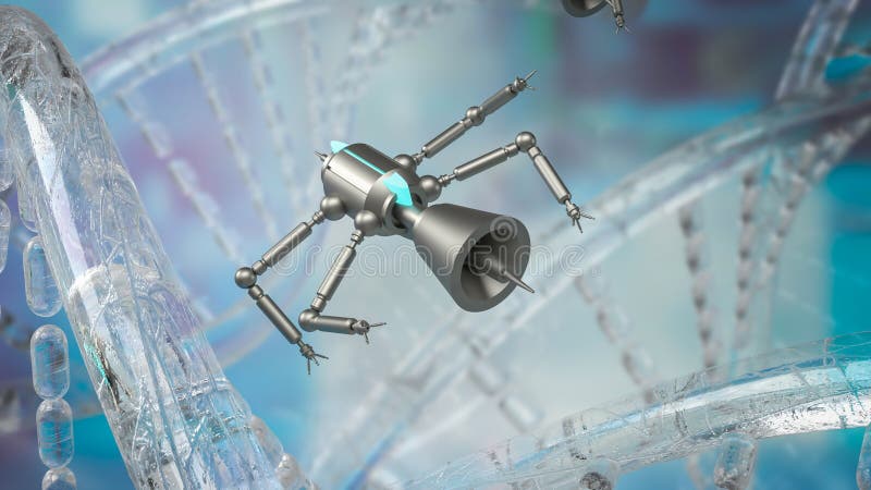 The Nano Bots and Dna for Sci or Technology Concept 3d Rendering Stock ...