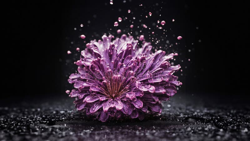 Nano Decay of a Beautiful Flower Close Up on a Black Background Stock ...