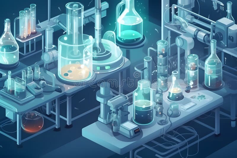 Nano Digital Laboratory. Biotechnology of the Future Stock Illustration ...