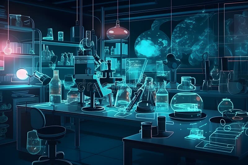 Nano Digital Laboratory. Biotechnology of the Future Stock Illustration ...