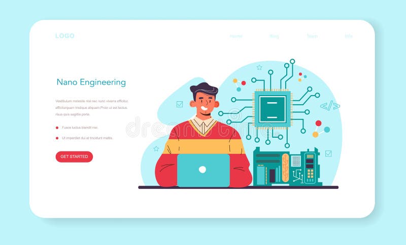 Nano Engineering Web Banner or Landing Page. Scientists Work Stock ...