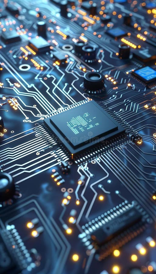 97 Nano Microscopic View of Electronic Microchip Circuit Board Render ...