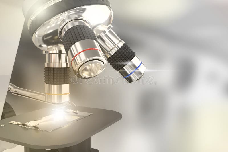 Nanotechnology Work Concept, Lab Electronic Scientific Microscope on ...