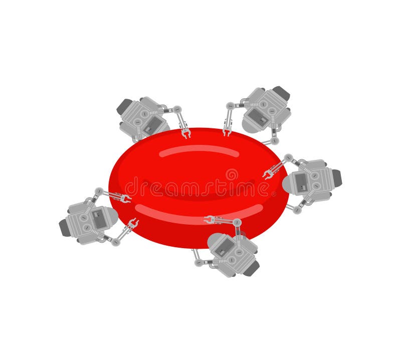 Nanobot and Blood Cell. Microrobot for Treatment Stock Vector ...