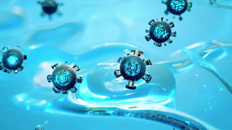 Nanobot Interaction in Fluid Animation (4K) Stock Footage - Video of ...