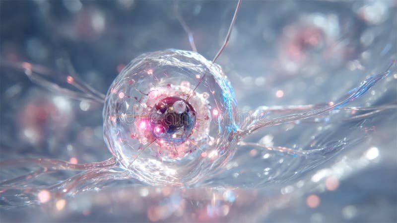 Nanobot Repairing Cell Tissue within a Light-infused Gel Sphere Stock ...