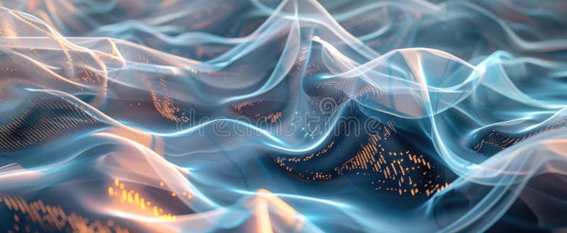 Nanomaterial Abstract Background, Waves of Futuristic Fabric with Data ...