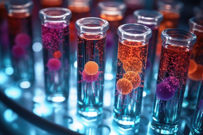 Nanoparticle Solutions in Glass Vials Stock Illustration - Illustration ...