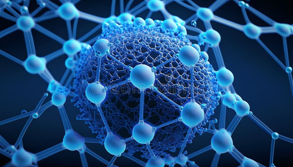 Nanoparticle Structure on Blue Background in Blue Design Suitable for ...