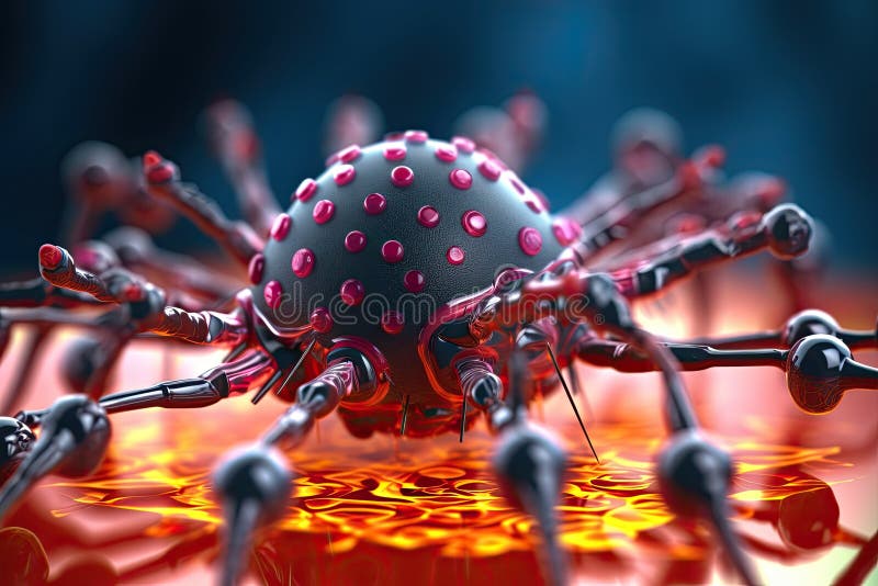 Sci-fi Nanorobot Close-up Inside Body Stock Illustration - Illustration ...
