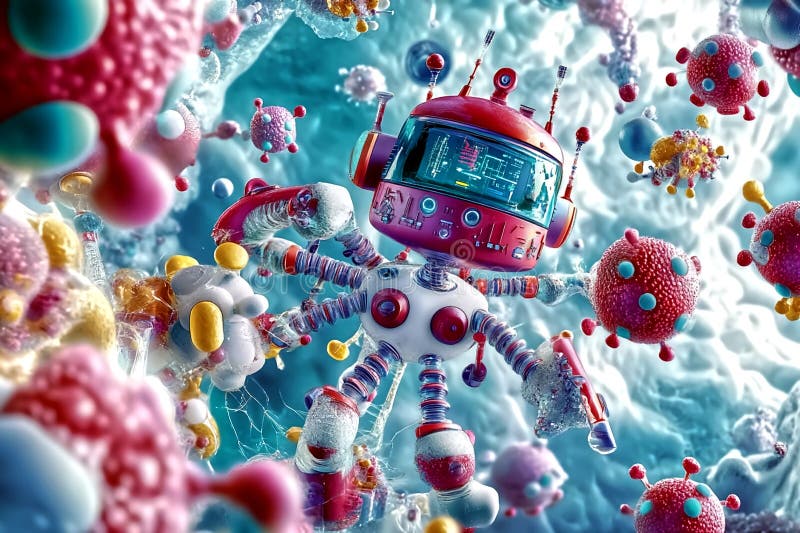 Nanotechnology in Action Illustrate Nanobots or Nanoparticles Actively ...