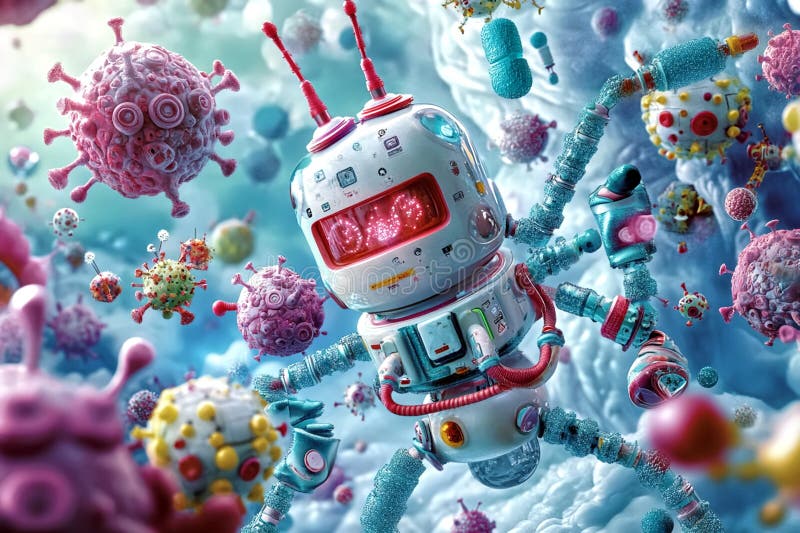 Nanotechnology in Action Illustrate Nanobots or Nanoparticles Actively ...