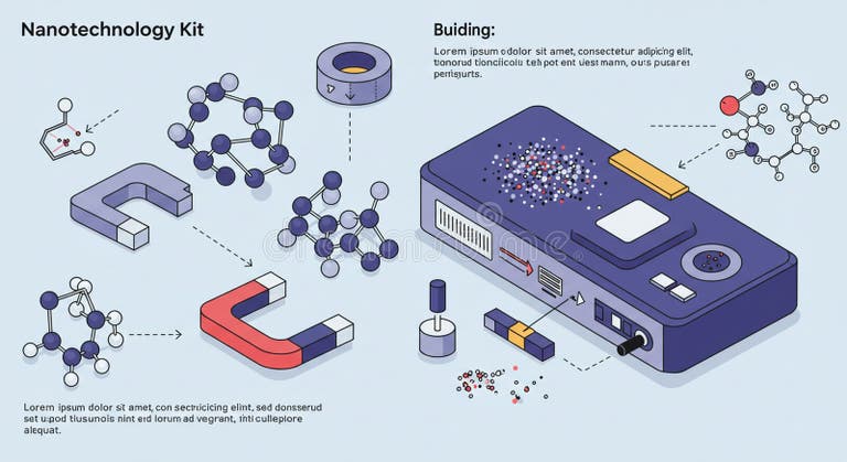 Nanotechnology Kit Illustration Featuring Molecular Structures, Magnets ...