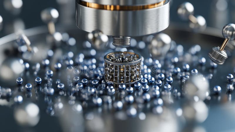 Nanotechnology Particles Assembling a Machine Part in Macro Detail ...