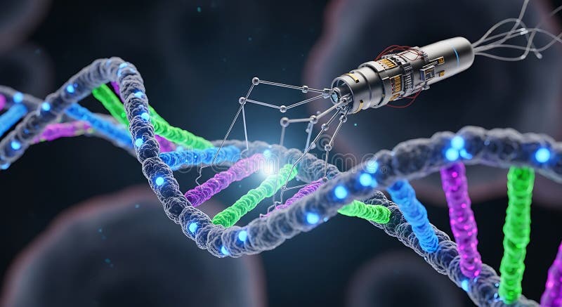 Nanotechnology Robot Interacting with Dna Helix for Genetic Engineering ...