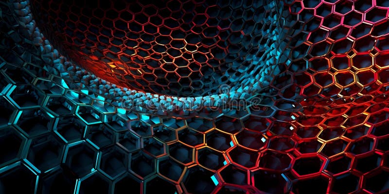 Nanotechnology Structure of Hexagonal Nano Material. Macro Abstract ...