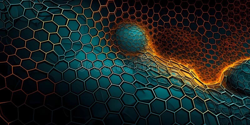 Nanotechnology Structure of Hexagonal Nano Material. Macro Abstract ...