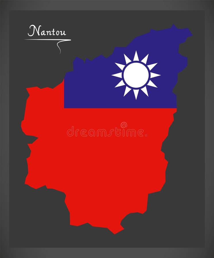 Nantou Taiwan Map with Taiwanese National Flag Illustration Stock ...