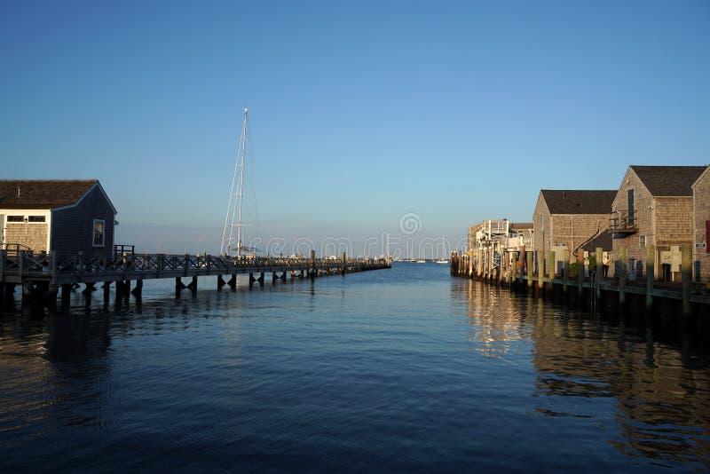 Nantucket Harbor View at Sunset Stock Image - Image of beach, island ...