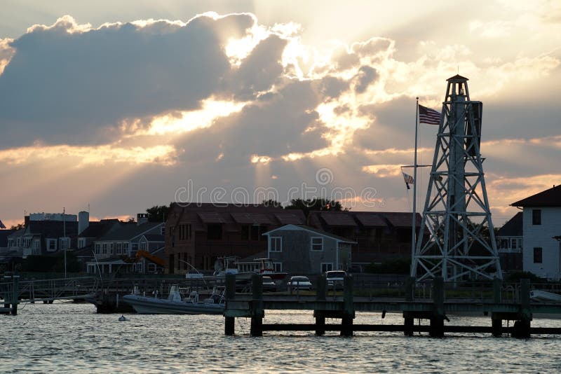 Nantucket Harbor View at Sunset Editorial Image - Image of aged ...