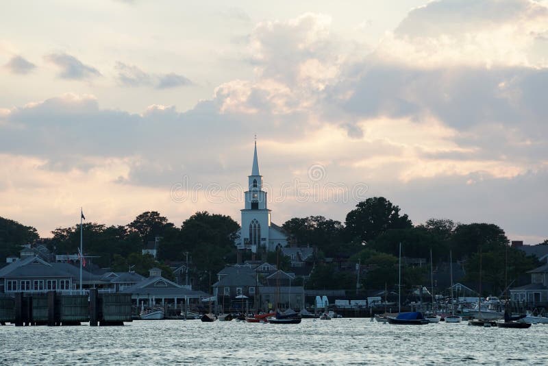Nantucket Harbor View at Sunset Stock Photo - Image of boston, estate ...