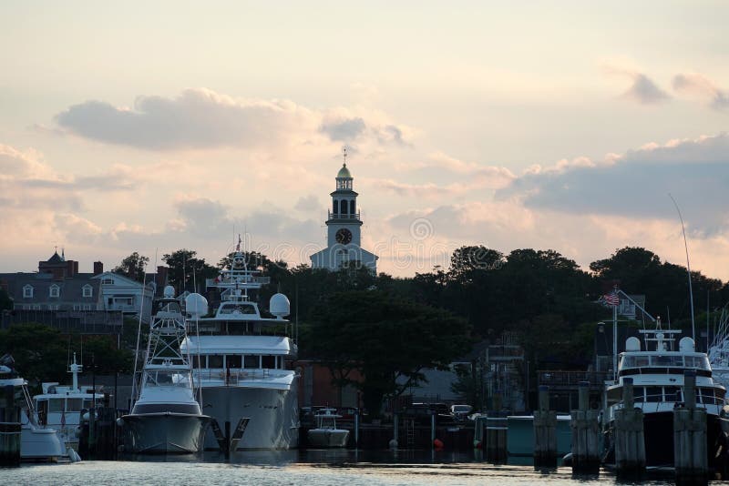 Nantucket Harbor View at Sunset Stock Image - Image of expensive ...