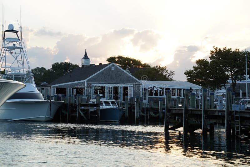 Nantucket Harbor View at Sunset Editorial Photography - Image of aged ...