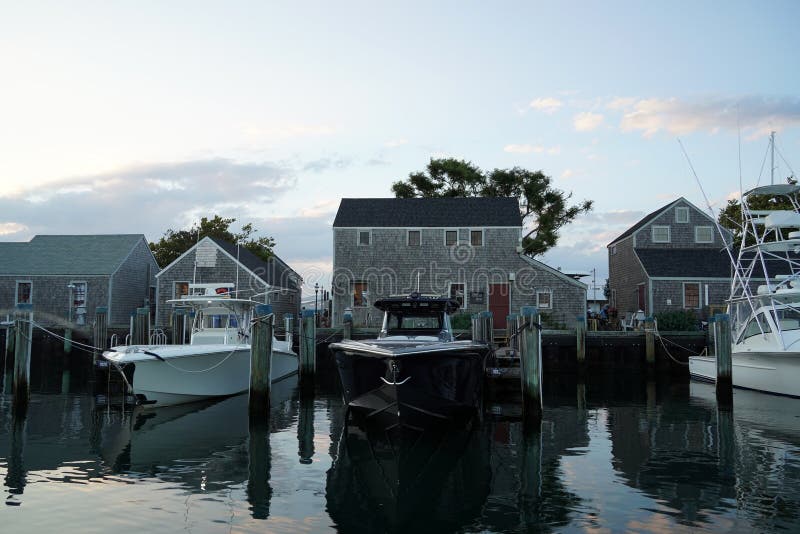 Nantucket Harbor View at Sunset Editorial Stock Image - Image of ...