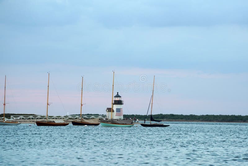 Nantucket Harbor View at Sunset Stock Image - Image of beach, point ...
