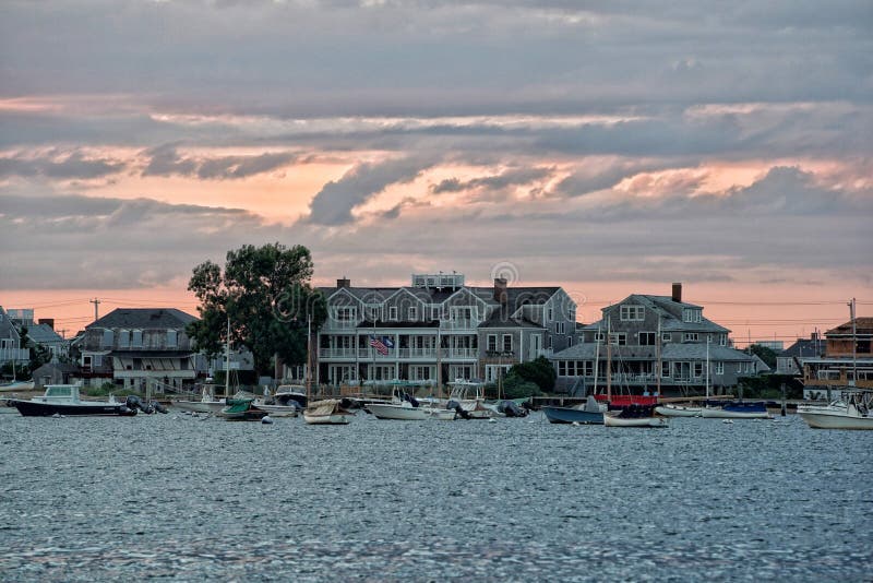 Nantucket Harbor View at Sunset Editorial Photography - Image of brant ...