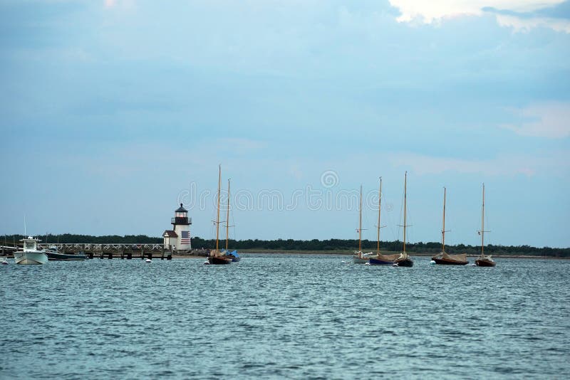 Nantucket Harbor View at Sunset Stock Photo - Image of cape, landscape ...
