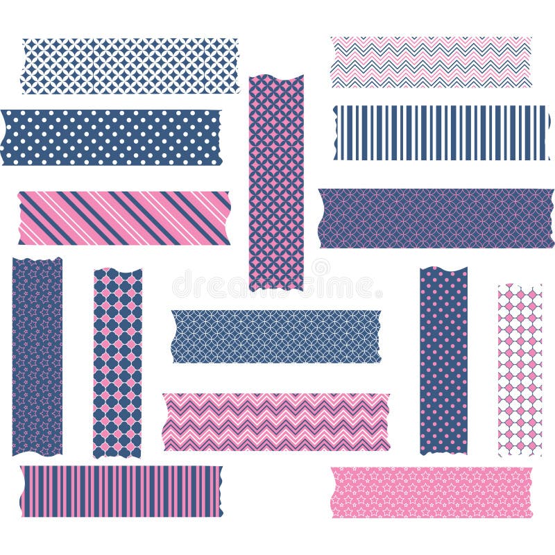 Nany and Pink Washi Tape Graphics Set Stock Vector - Illustration of ...