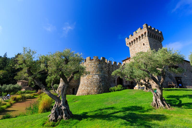 Napa Valley Vineyard and Castle Stock Photo - Image of rural ...