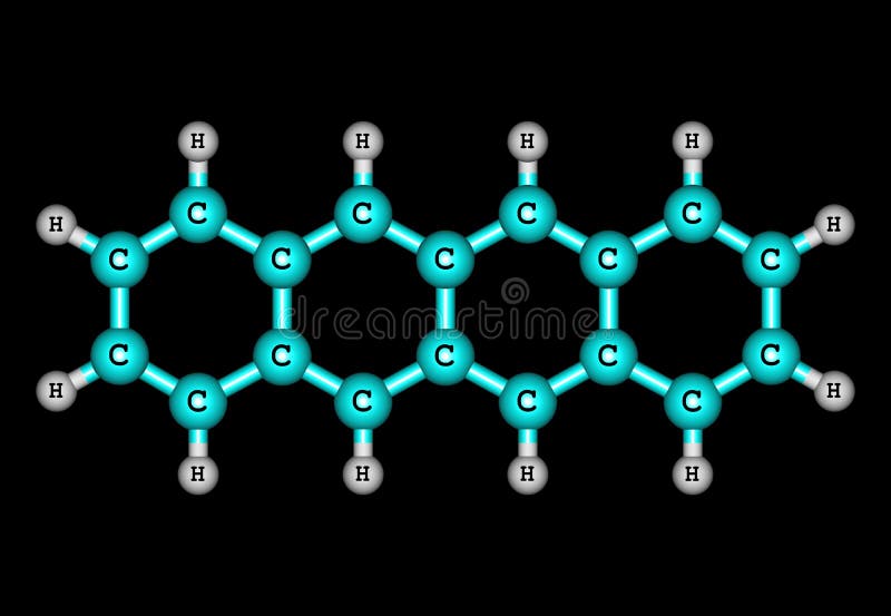 Naphtacene (Tetracene) Molecular Structure Isolated on Black Stock ...