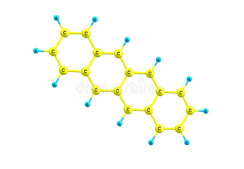 Naphtacene (Tetracene) Molecular Structure Isolated on White Stock ...