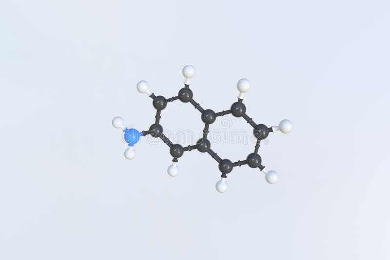 2-naphthylamine Molecule. Isolated Molecular Model. 3D Rendering Stock ...