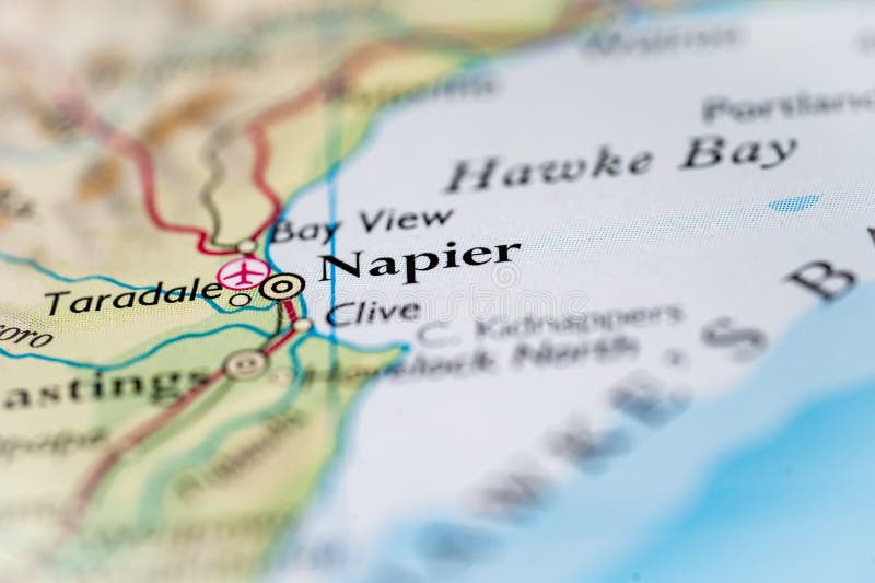 Napier, New Zealand Highlighted on a World Map Stock Image - Image of ...