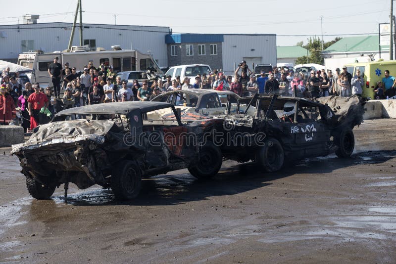 Crashed Cars after Demolition Derby Editorial Stock Photo - Image of ...