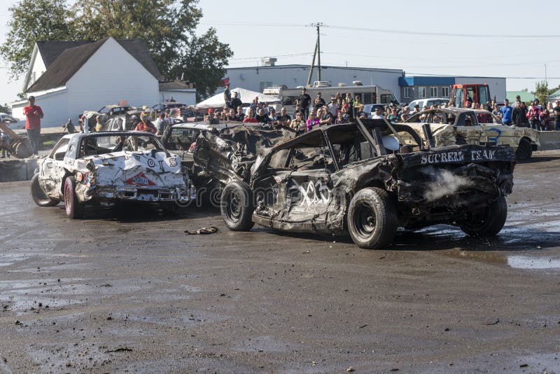 Crashed Cars in Action during Demolition Derby Editorial Stock Image ...