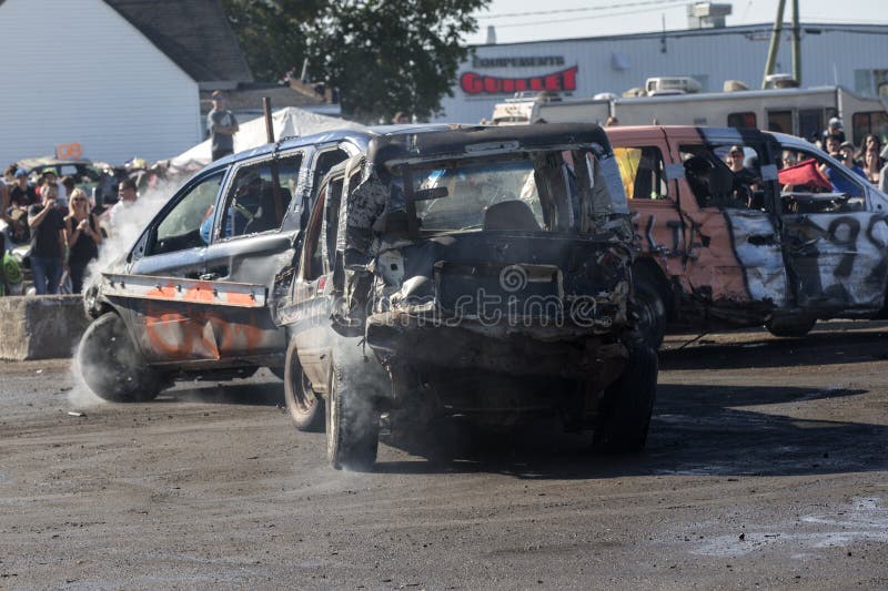 Crashed Van in Action during Demolition Derby Editorial Photography ...