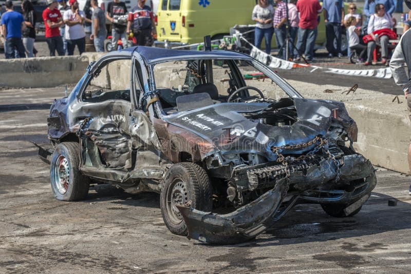 Wrecked Car after Demolition Derby Editorial Image - Image of scrapped ...