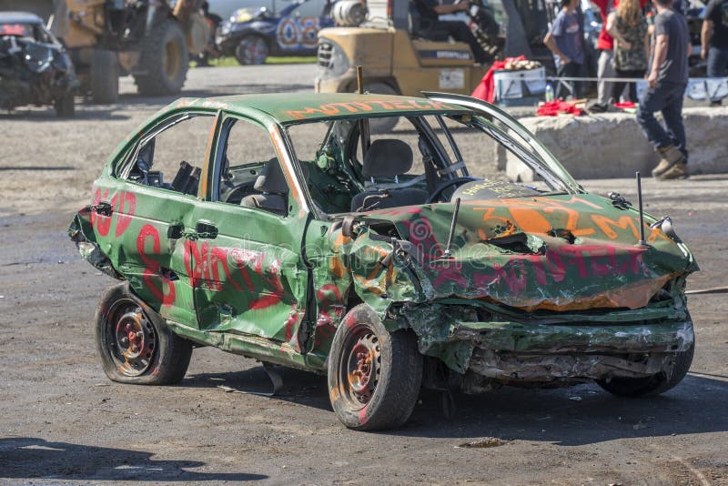 Wrecked Car after Demolition Derby Editorial Stock Image - Image of ...