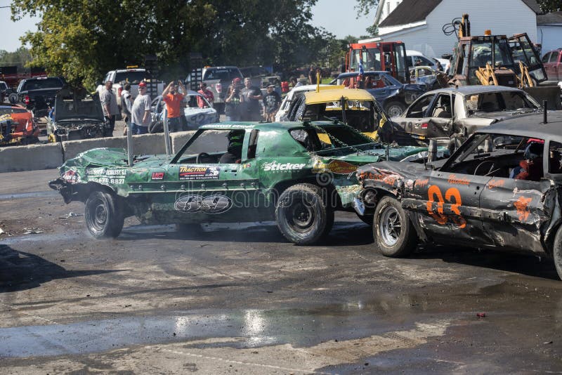 Wrecked Cars in Action during Demolition Derby Editorial Photo - Image ...