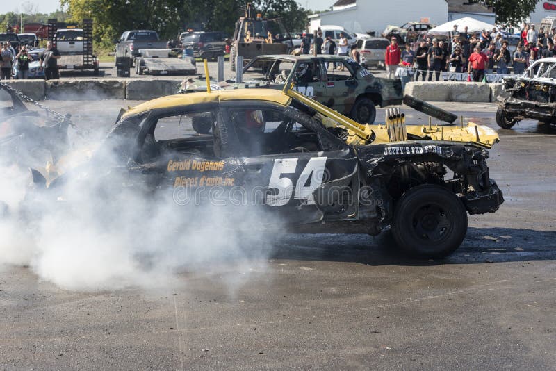 Wrecked Cars in Action during Demolition Derby Editorial Stock Image ...