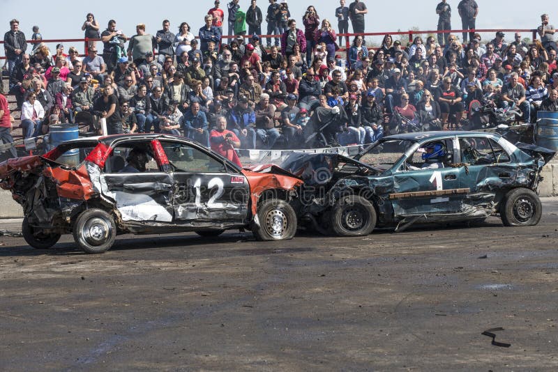 Wrecked Cars in Action during Demolition Derby Editorial Image - Image ...