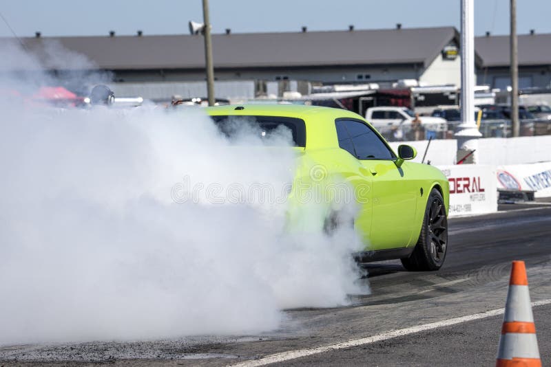 Rear Side View of Dodge Challenger Making a Smoke Show Editorial Image ...