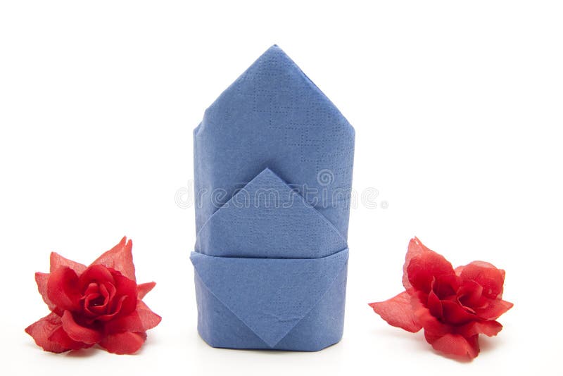 Napkin folded with rose stock image. Image of compartments - 16965521