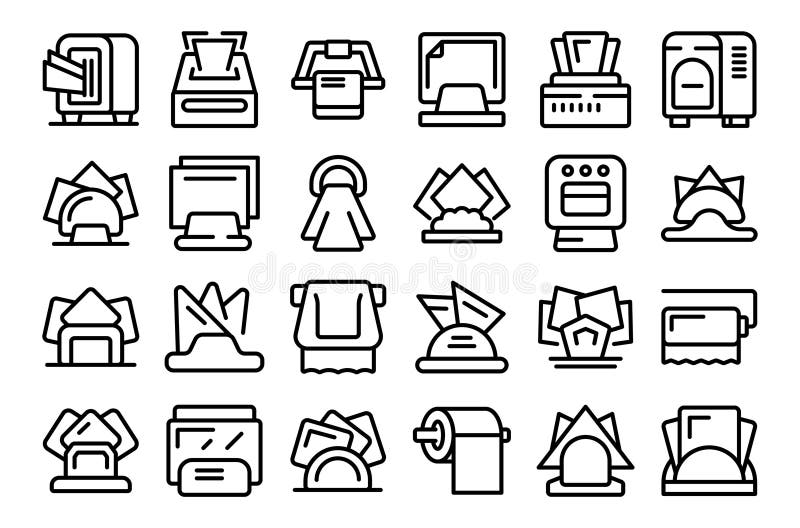 Napkin Holder Icons Set Outline Vector. Table Paper Stock Vector ...